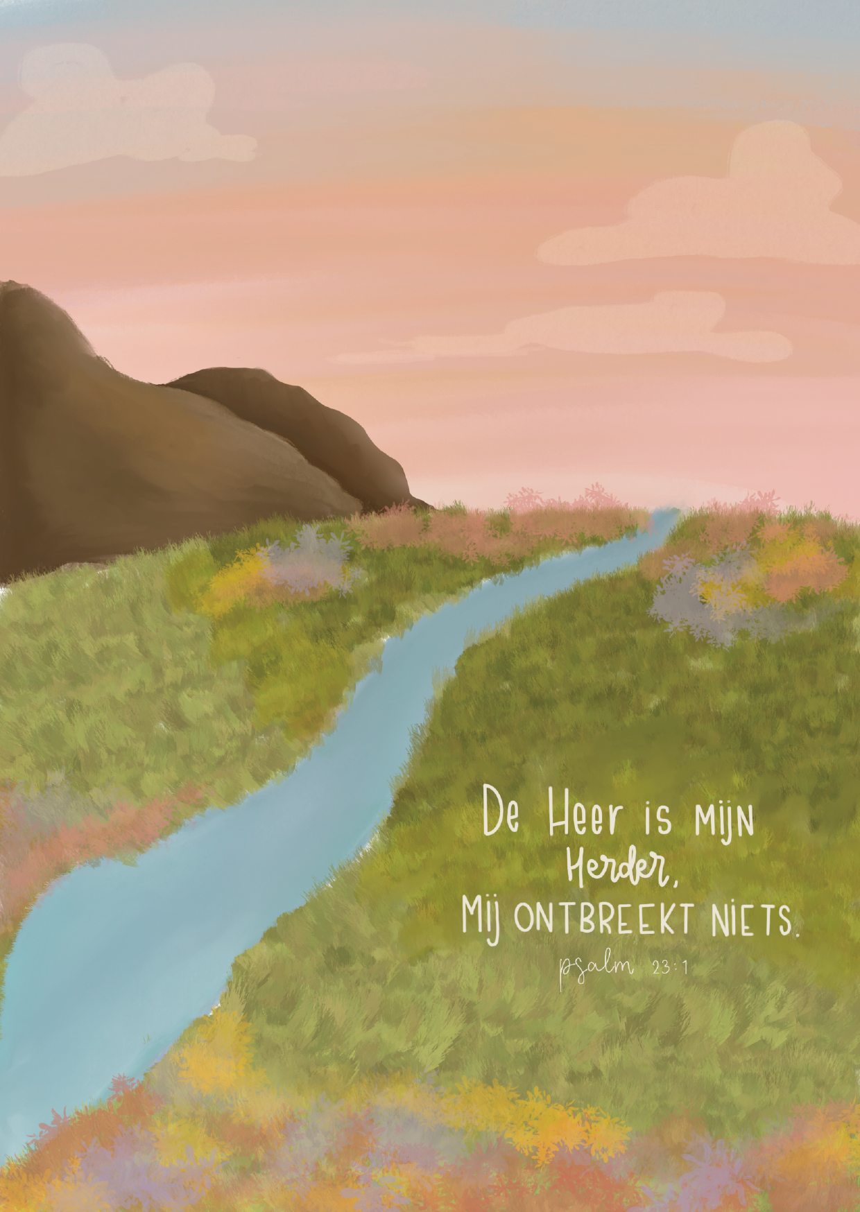 Kaart - Psalm 23:1 - De Heer is Mijn Herder - Kaarten - DagelijkseBroodkruimels