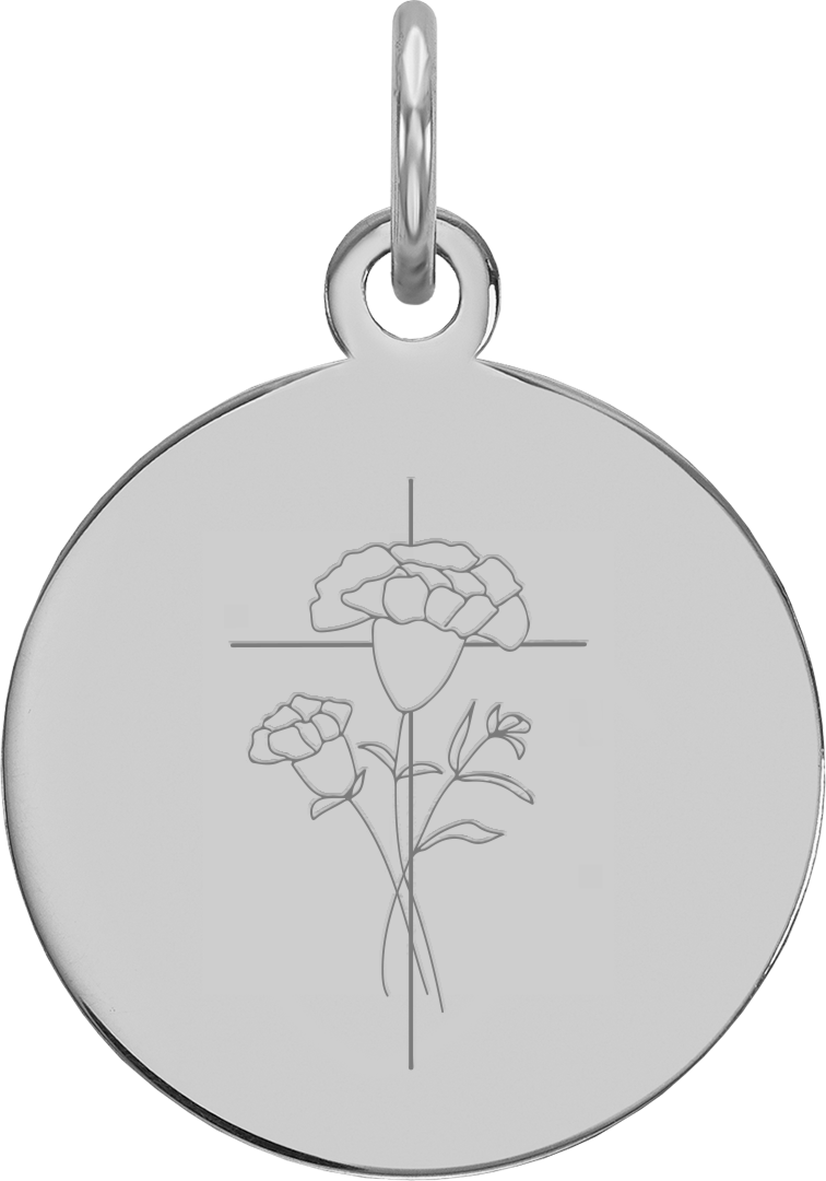 Zilveren Hanger - Maandbloem - Januari - Anjer - Ø 12 mm - Kettingen ...