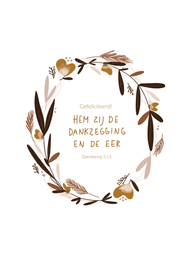 Minikaart - Openbaring 5:13 - Gefeliciteerd - Hem Zij de Dankzegging en ...