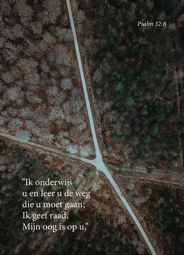 Kaart - Psalm 32:8 - Mijn Oog Is Op U - Kaarten - DagelijkseBroodkruimels