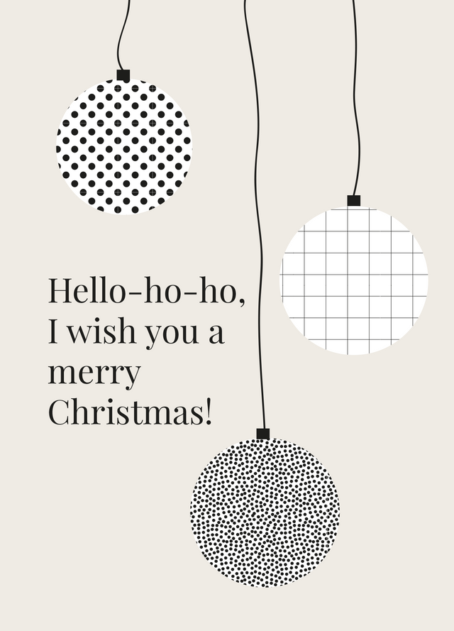 Kerstkaart - Hello-ho-ho - Kerstballen - Kaarten - DagelijkseBroodkruimels